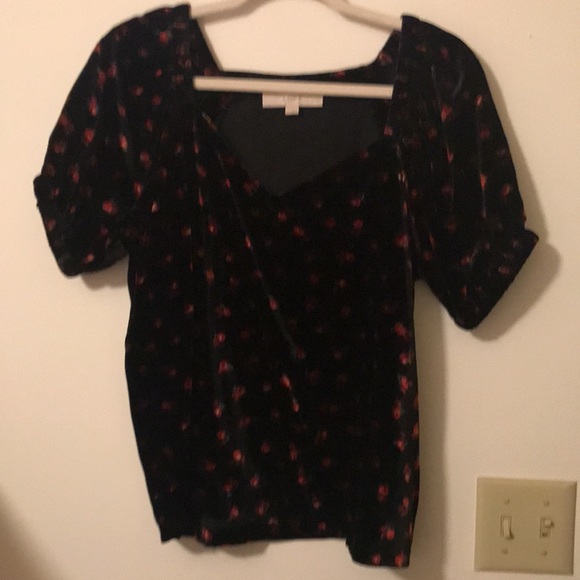 LOFT | Tops | Loft Top Velvet With Puffed Sleeves | Poshmark